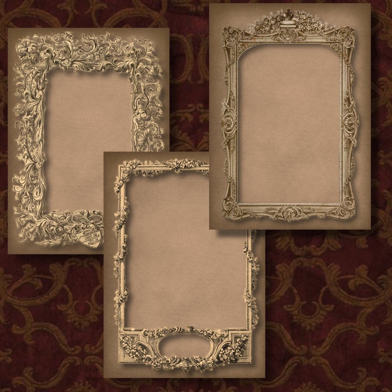 Digital Printable Vintage Frames. for Junk Journals, Scrapbooking ...