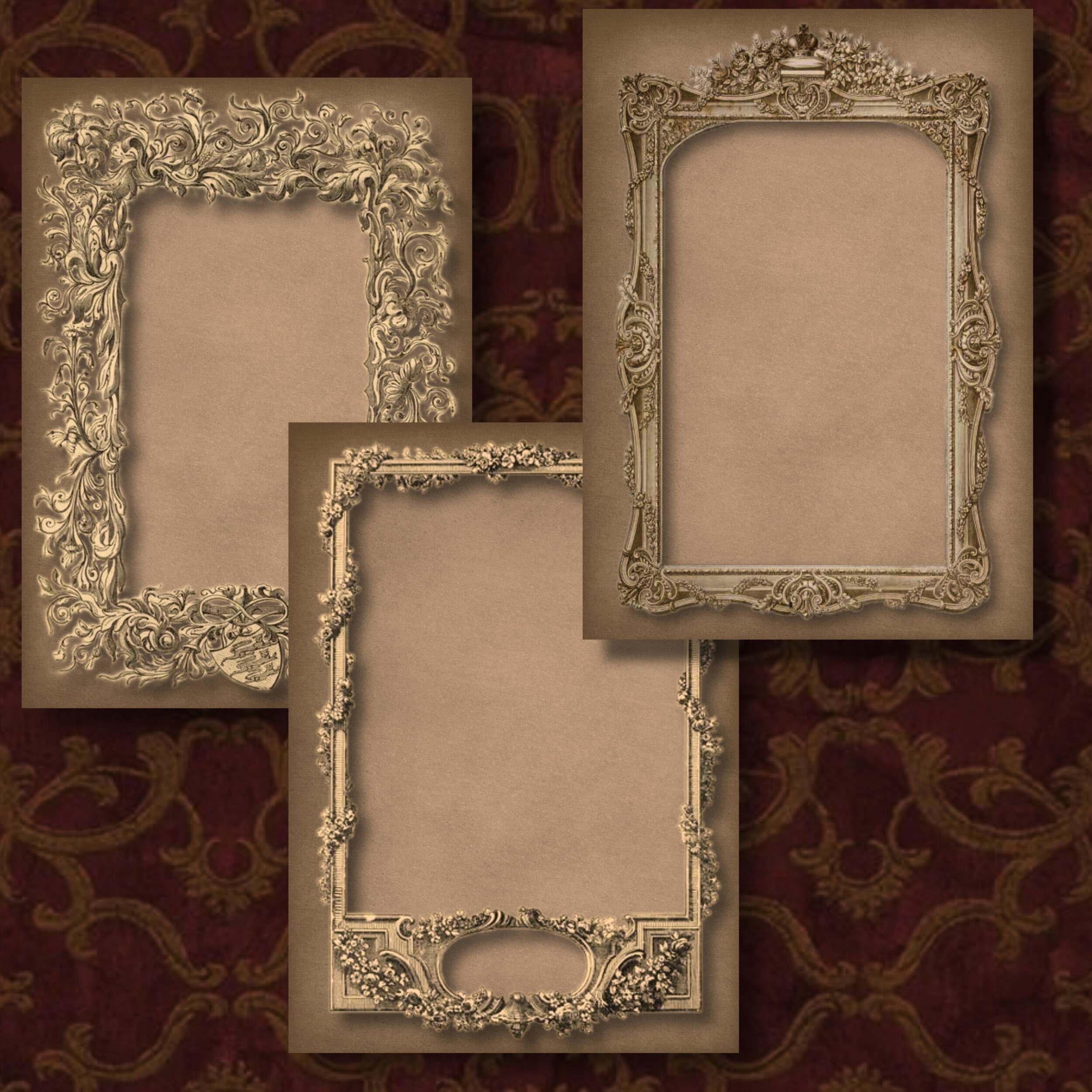 Digital Printable Vintage Frames. for Junk Journals, Scrapbooking ...