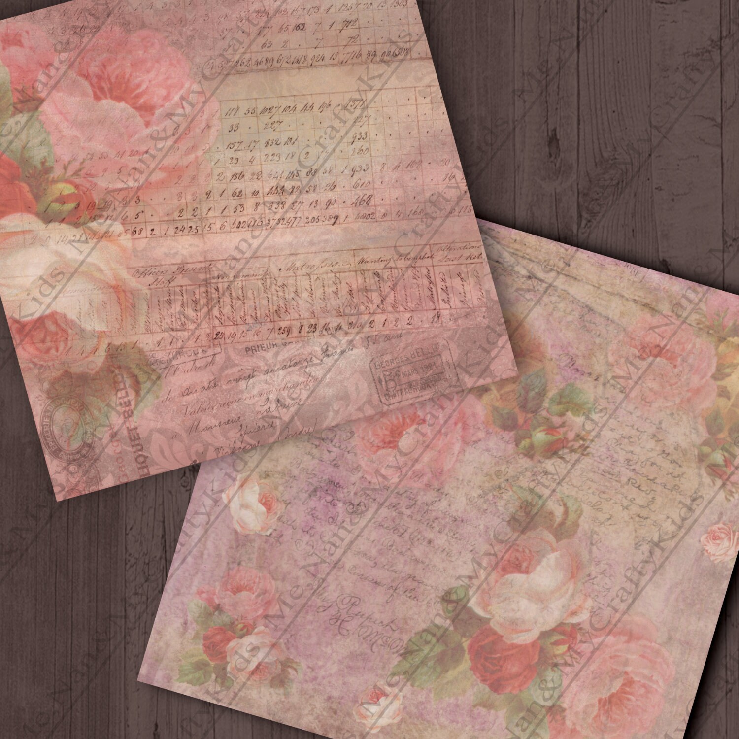 THREE SIZES "vintage Ink" Printable or Digital Paper Packs & Cards ...