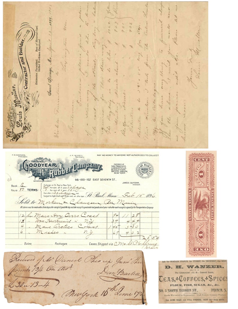 Digital Printable Vintage Invoices, Receipts, Etc, COMMERCIAL USE OK ...