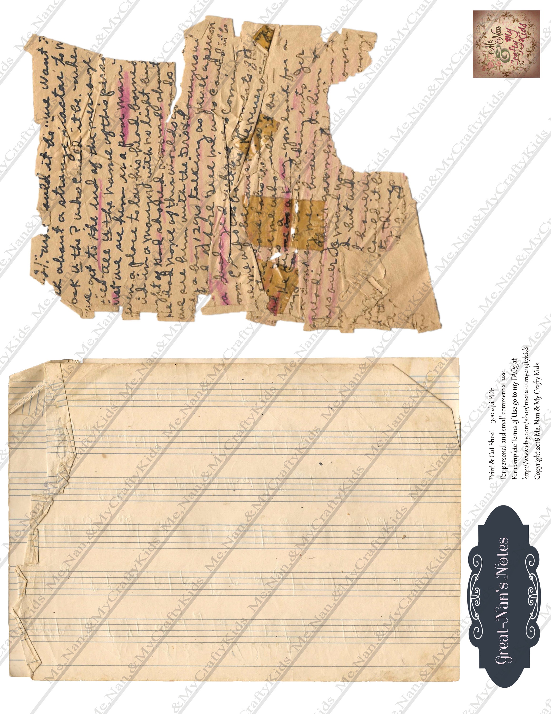 21 Vintage Pages Plus Notes of "nan's Notes" From 1920s Junk Journals ...