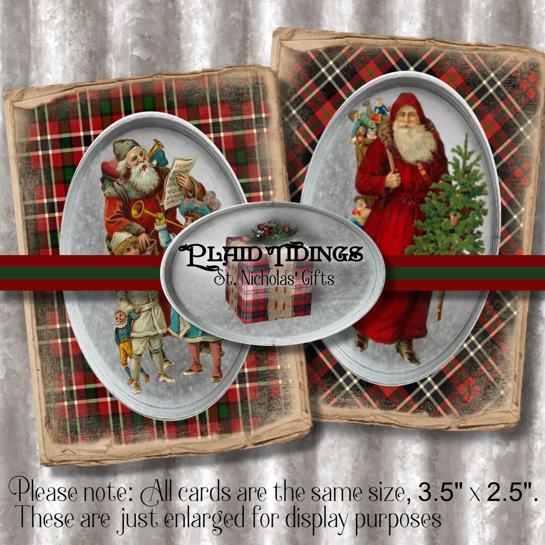 Printable Digital "plaid Tidings" 3.5" X 2.5" Cards With a Different St ...
