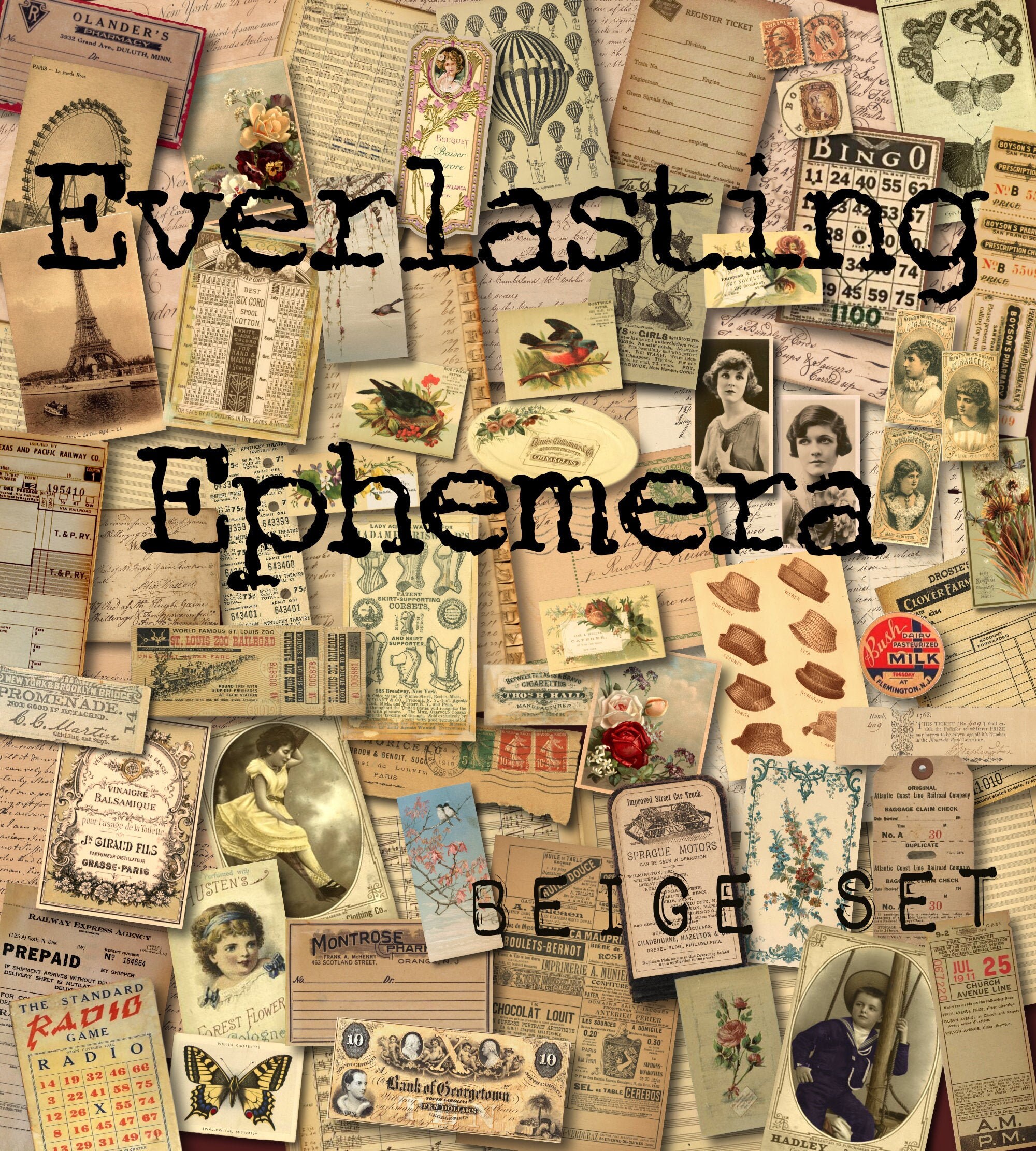 Printable Digitaleverlasting Ephemera Tags | Etsy