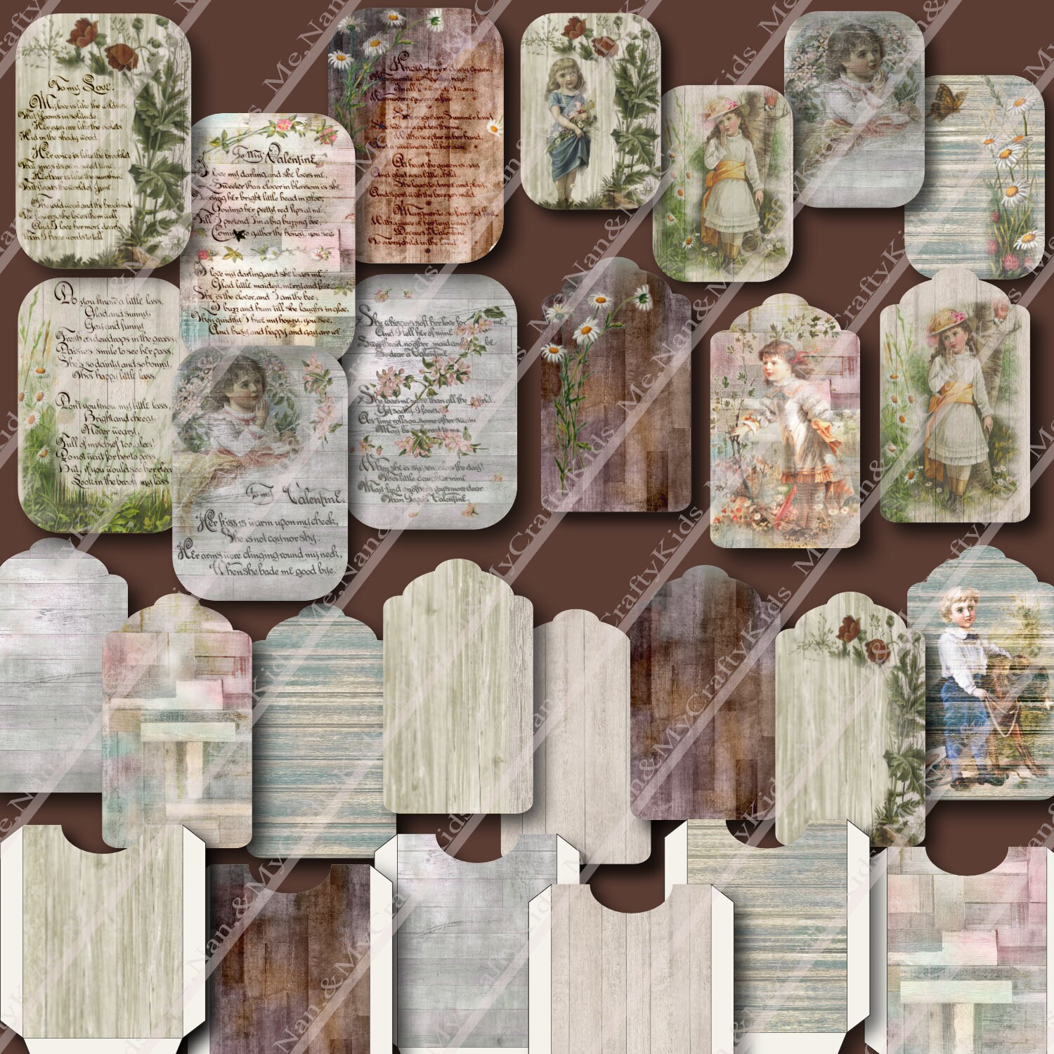 Digital Printable "wooden Fences" Tags, Envelopes, Corners, Pockets ...