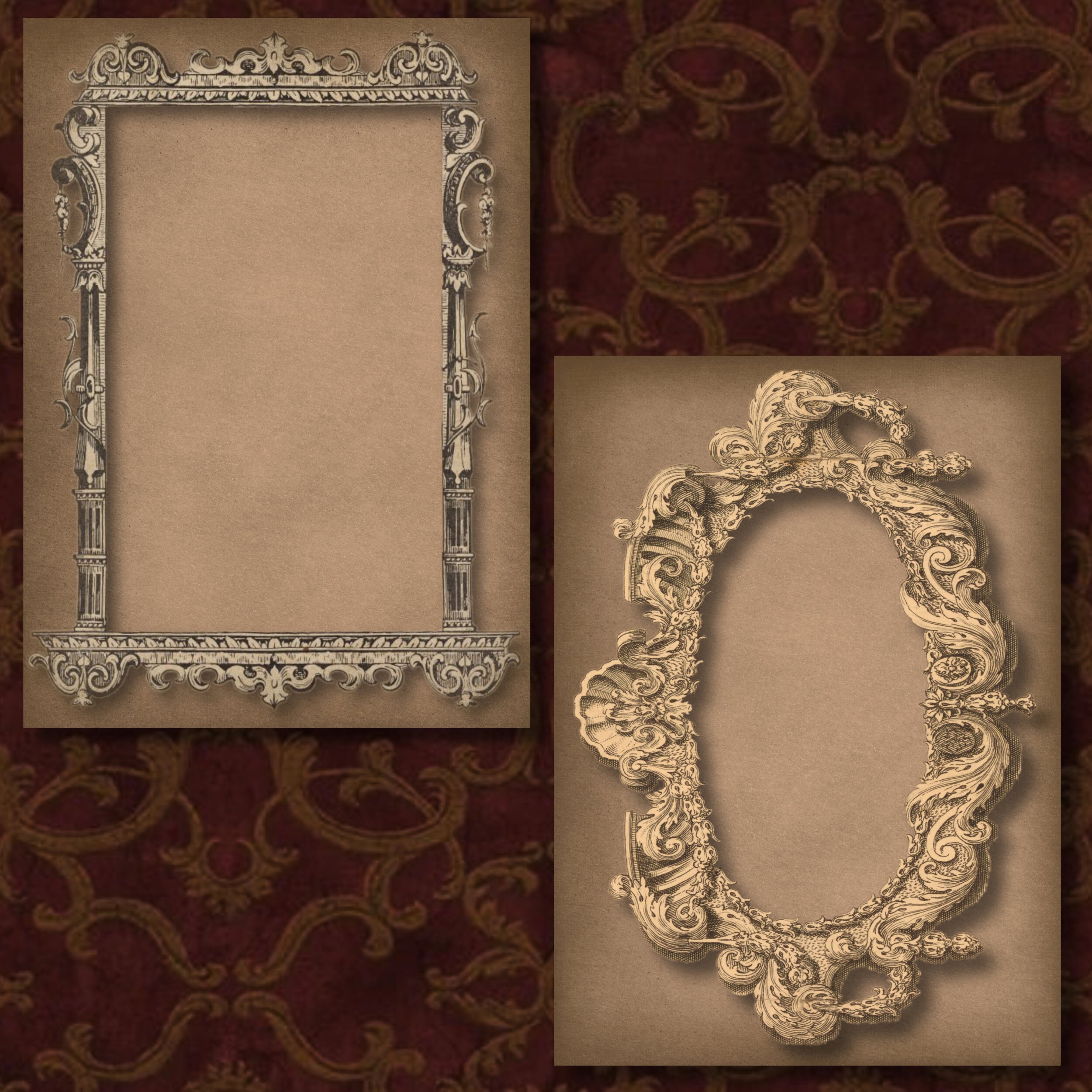 Digital Printable Vintage Frames. for Junk Journals, Scrapbooking ...