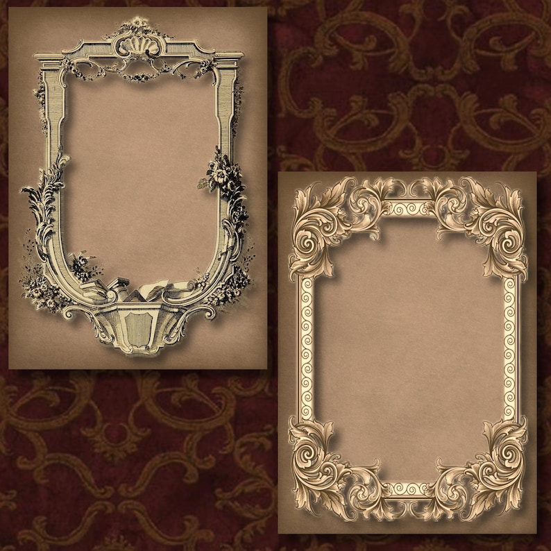 Digital Printable Vintage Frames. for Junk Journals, Scrapbooking ...