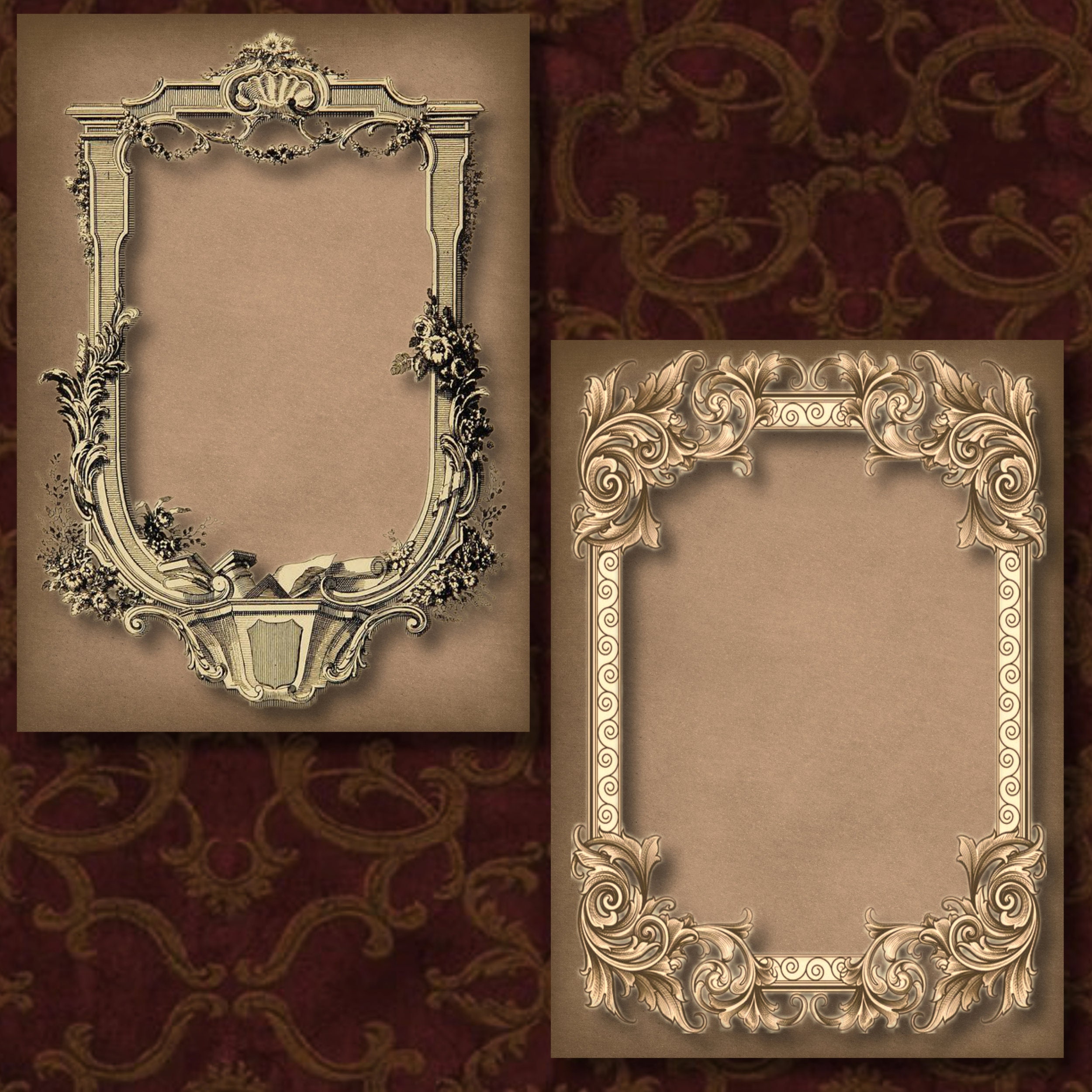 Digital Printable Vintage Frames. for Junk Journals, Scrapbooking ...