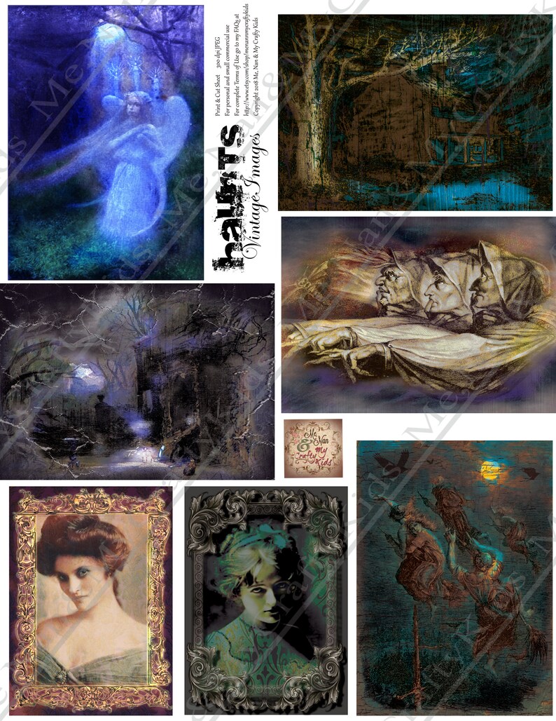 Printable Digital "haunts Images" From B&W Vintage Illustrations for ...