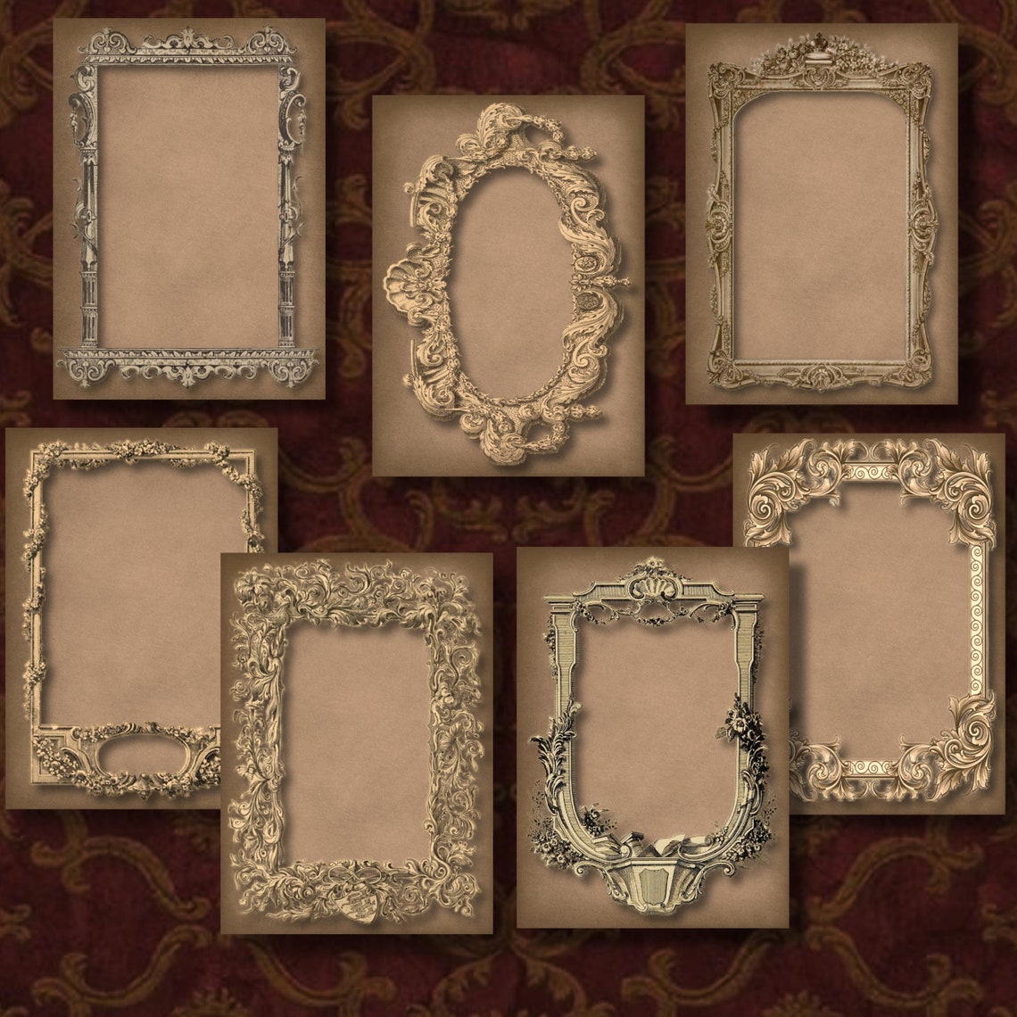 Digital Printable Vintage Frames. for Junk Journals, Scrapbooking ...