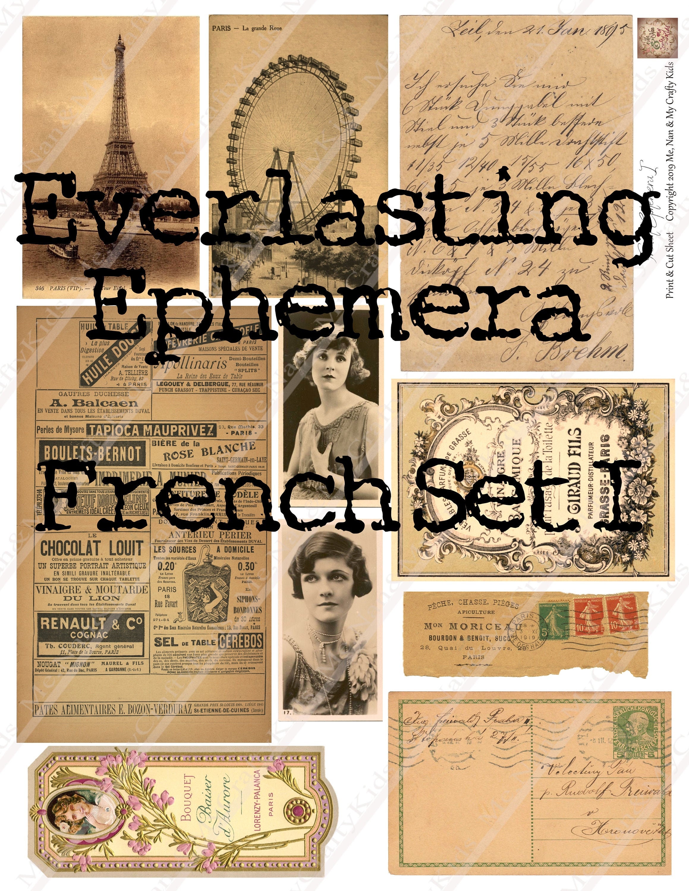 Art & Collectibles Printable Vintage Postcard Digital Vintage Ephemera ...