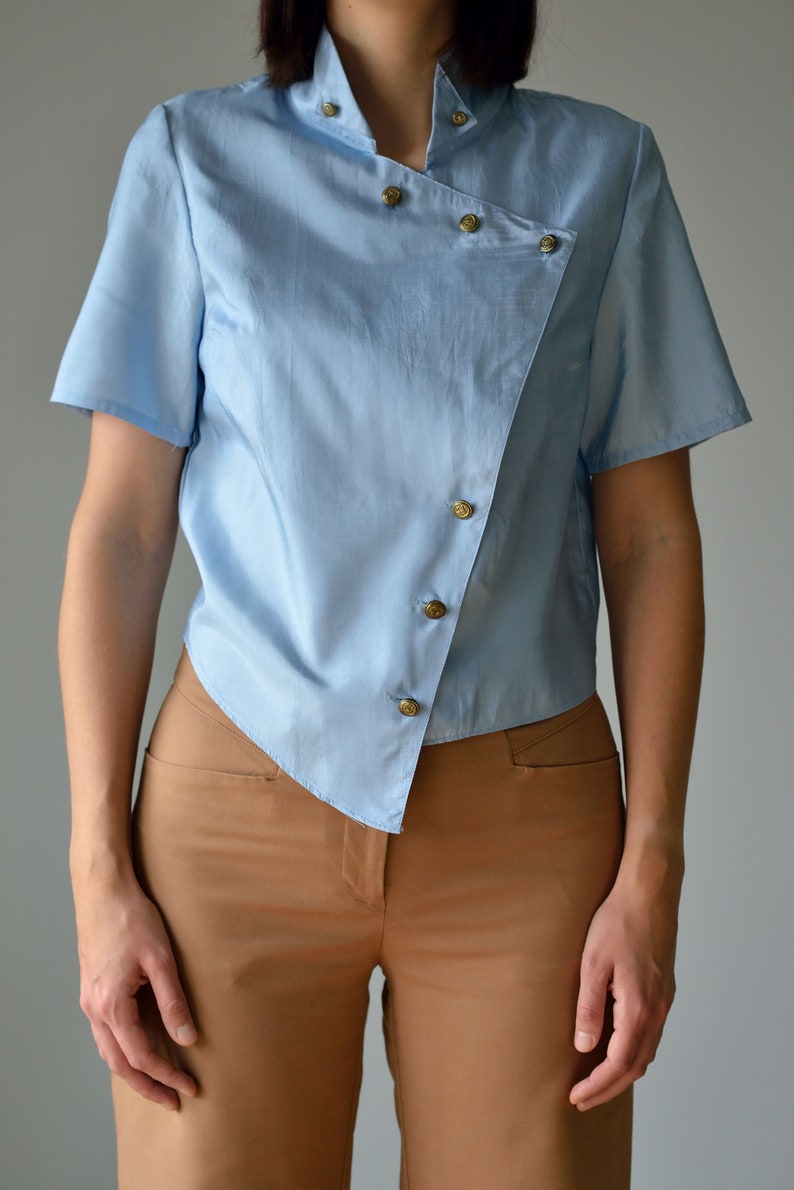 Vintage Marco Pecci Couture Asymetrical Shirt in Light Blue - Etsy