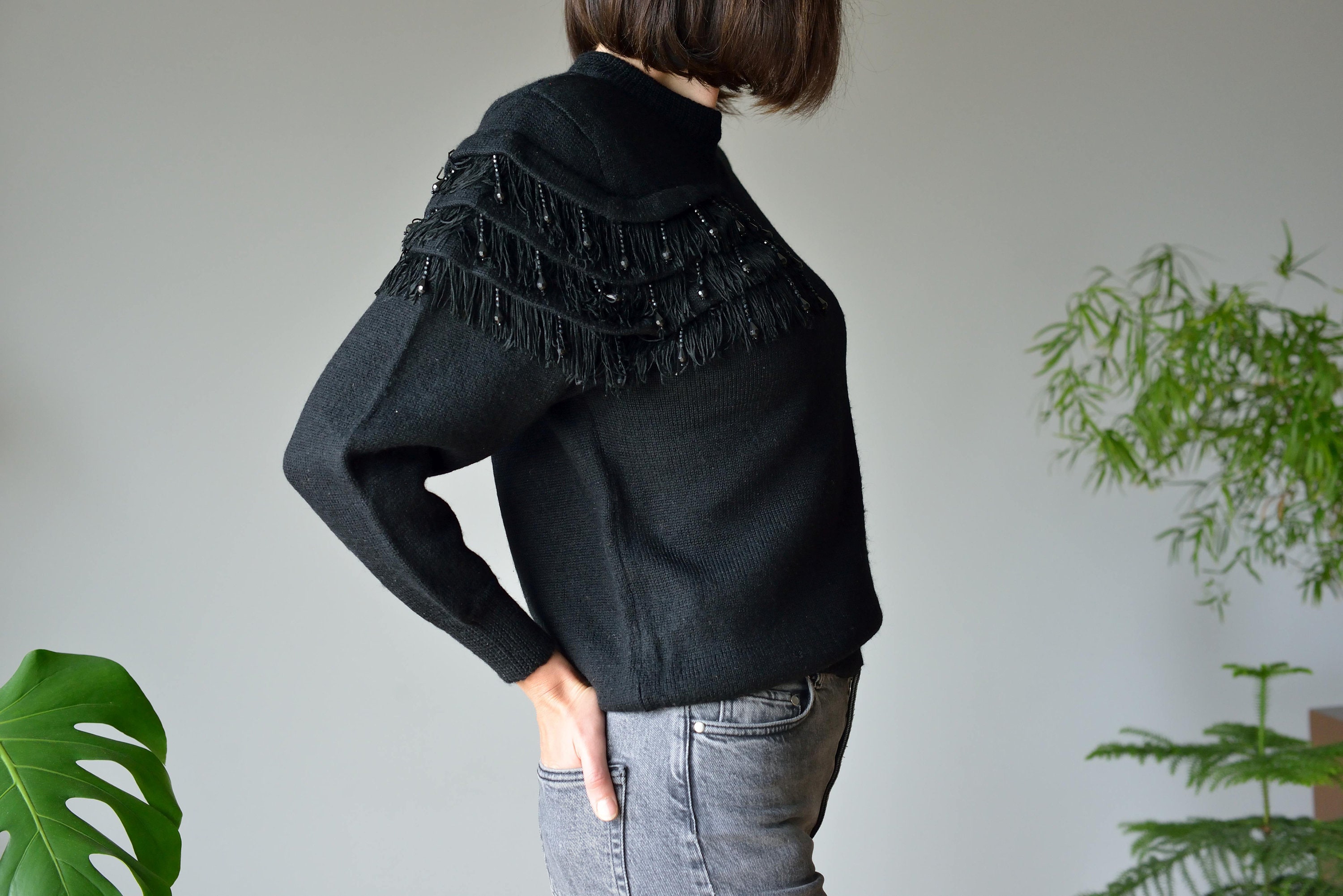 Pure Wool Pullover Sweater With Shoulder Pads - Etsy