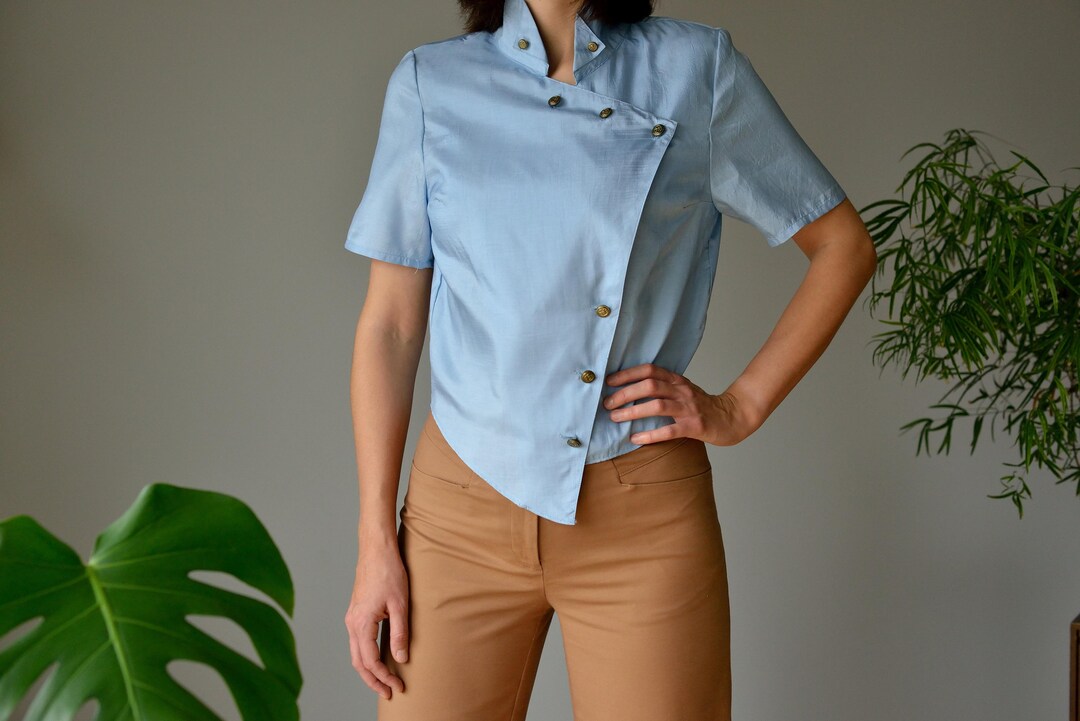 Vintage Marco Pecci Couture Asymetrical Shirt in Light Blue - Etsy