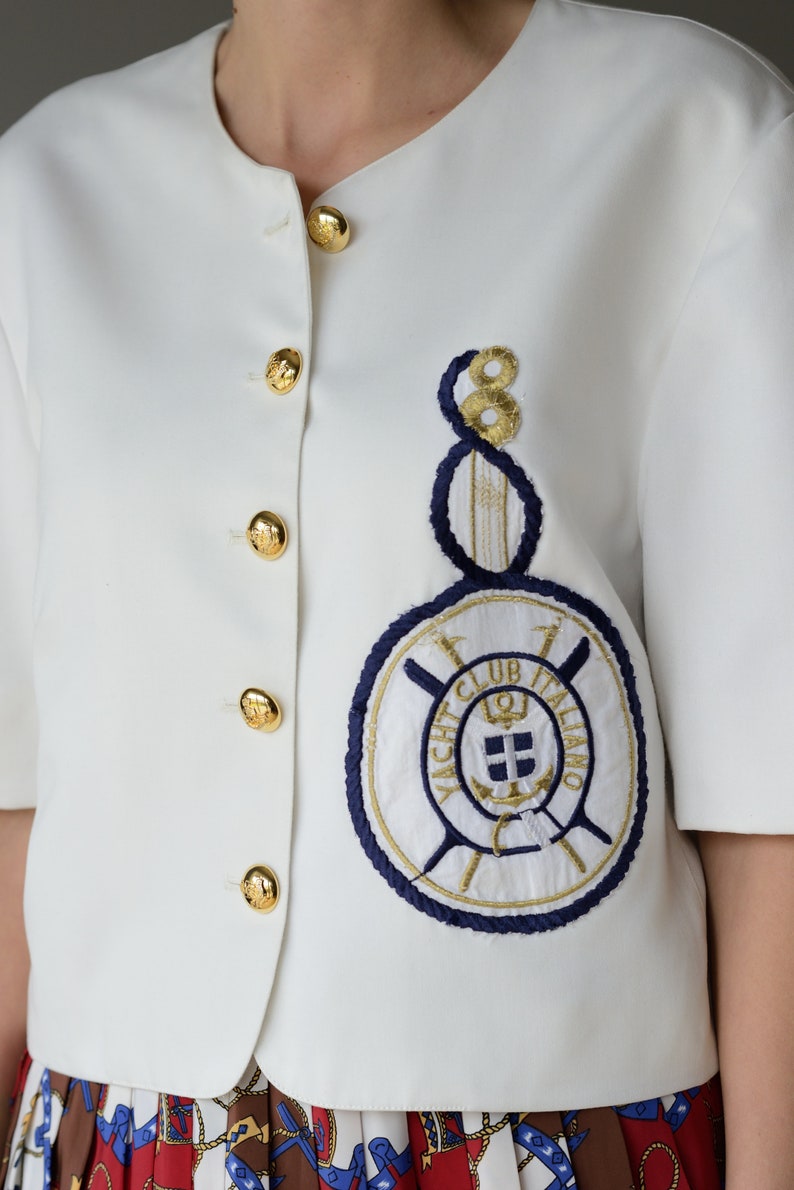 Short Sleeve Yachting Blazer in White - Etsy