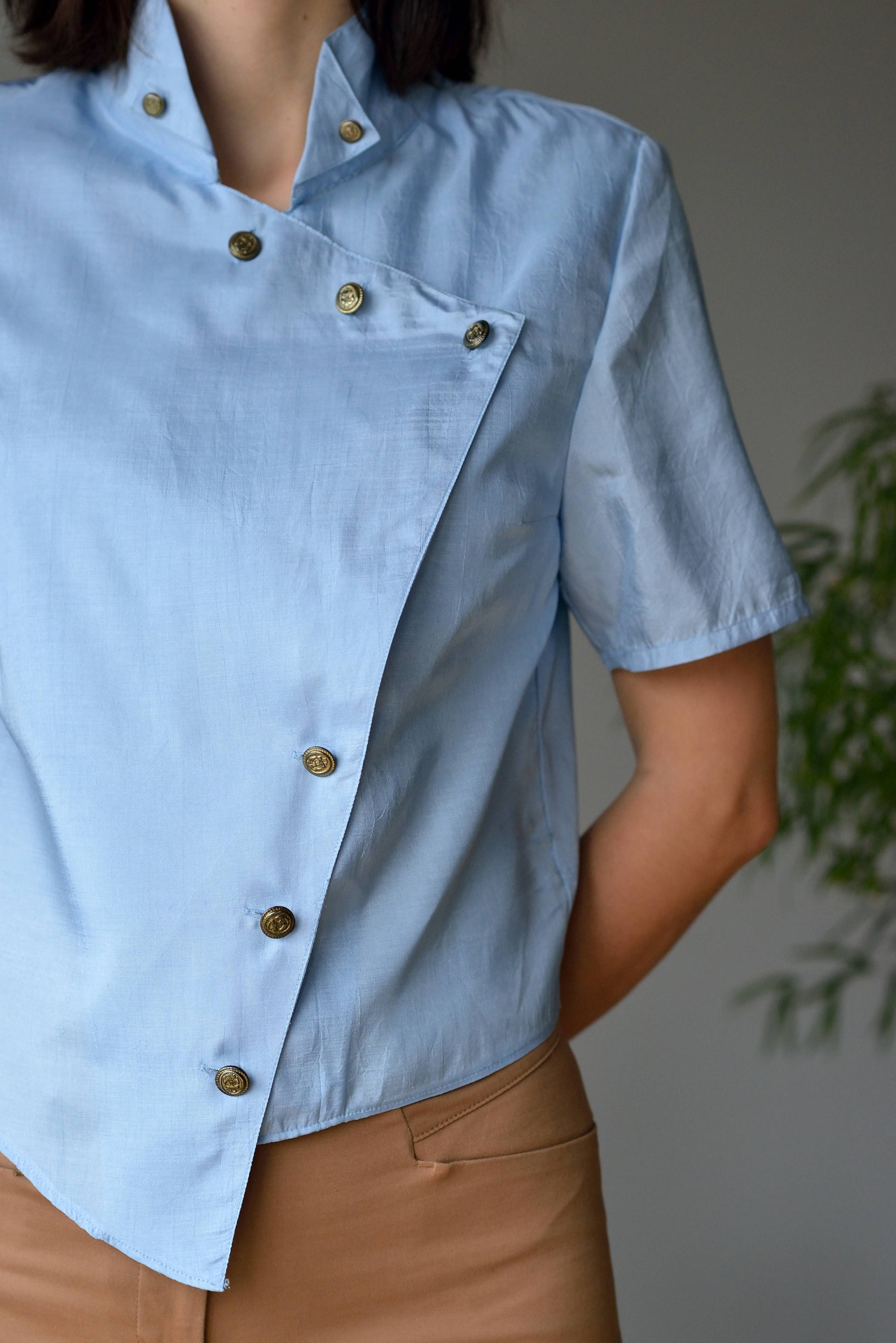 Vintage Marco Pecci Couture Asymetrical Shirt in Light Blue - Etsy