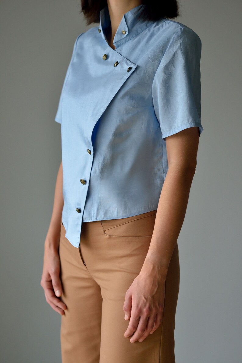 Vintage Marco Pecci Couture Asymetrical Shirt in Light Blue - Etsy
