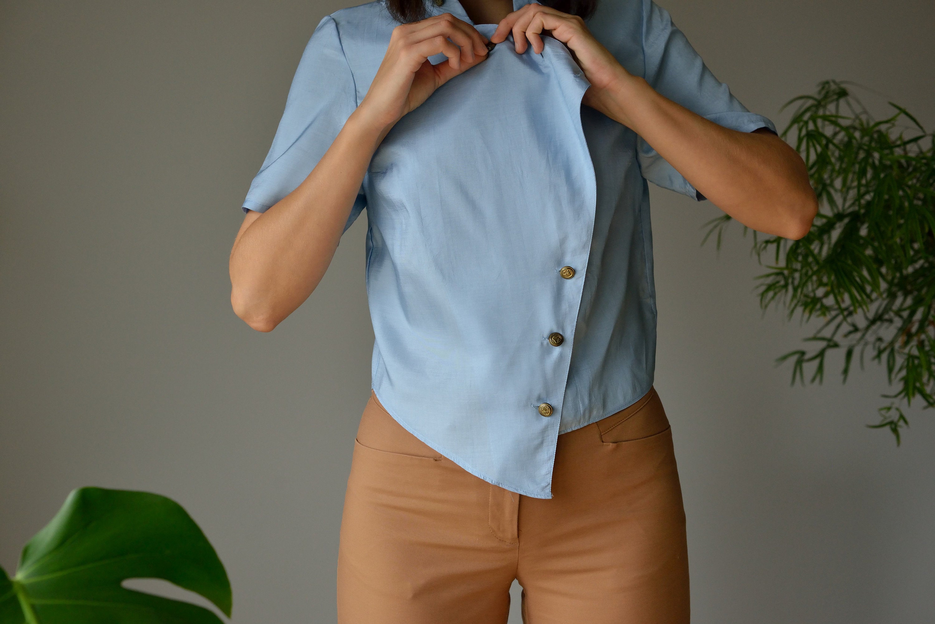 Vintage Marco Pecci Couture Asymetrical Shirt in Light Blue - Etsy