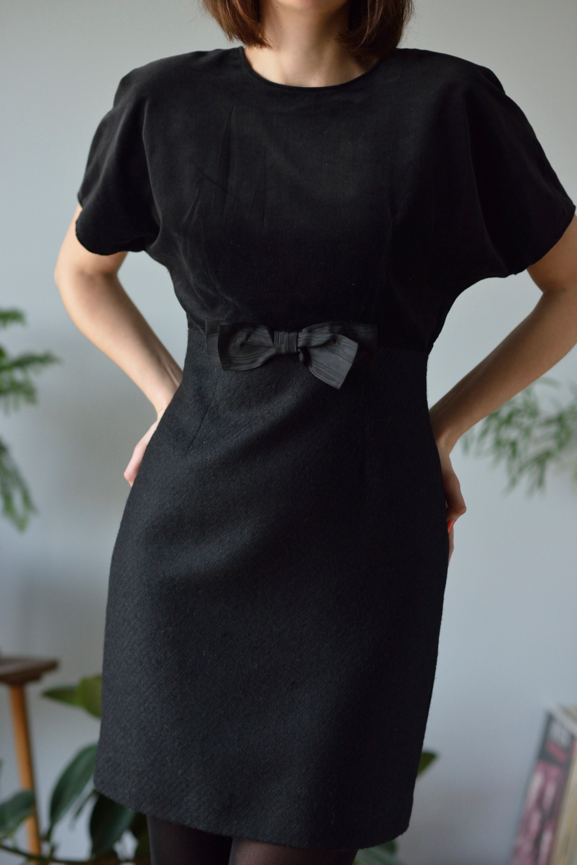 Black Mini Velour/wool Cocktail Dress - Etsy