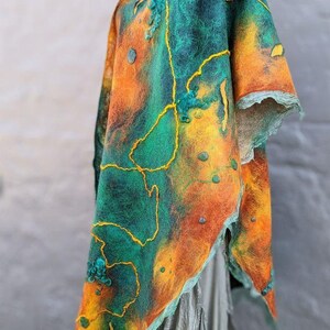 Large Textured Nuno Felt Women's Shawl,luxurious Silk Wool Cape, Warm ...