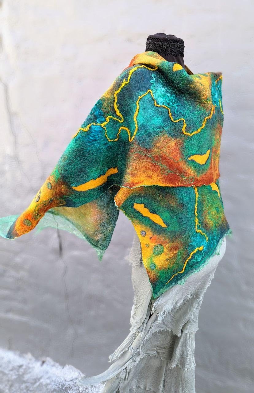 Nuno Women's Textured Felt Scarf, Unique Brightly Colored Felt Scarf - Etsy