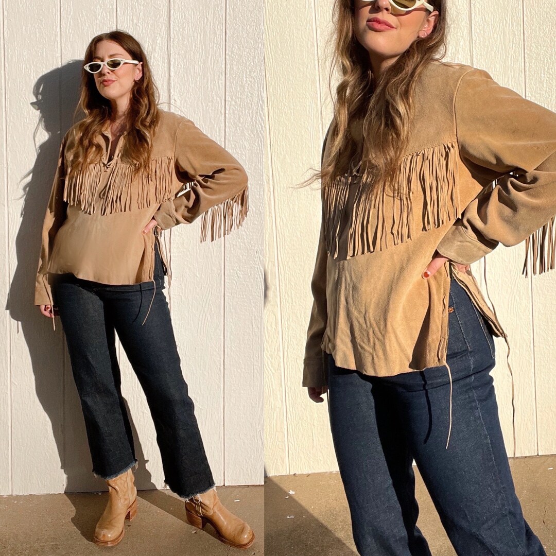 Vintage Fringe Shirt Retro 1970s Boho Hippie Tassel Top, Western Style ...