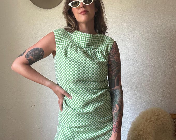 1960s Mod Checker Print Mini Dress | Vintage 1960s Mini Dress | Retro ...