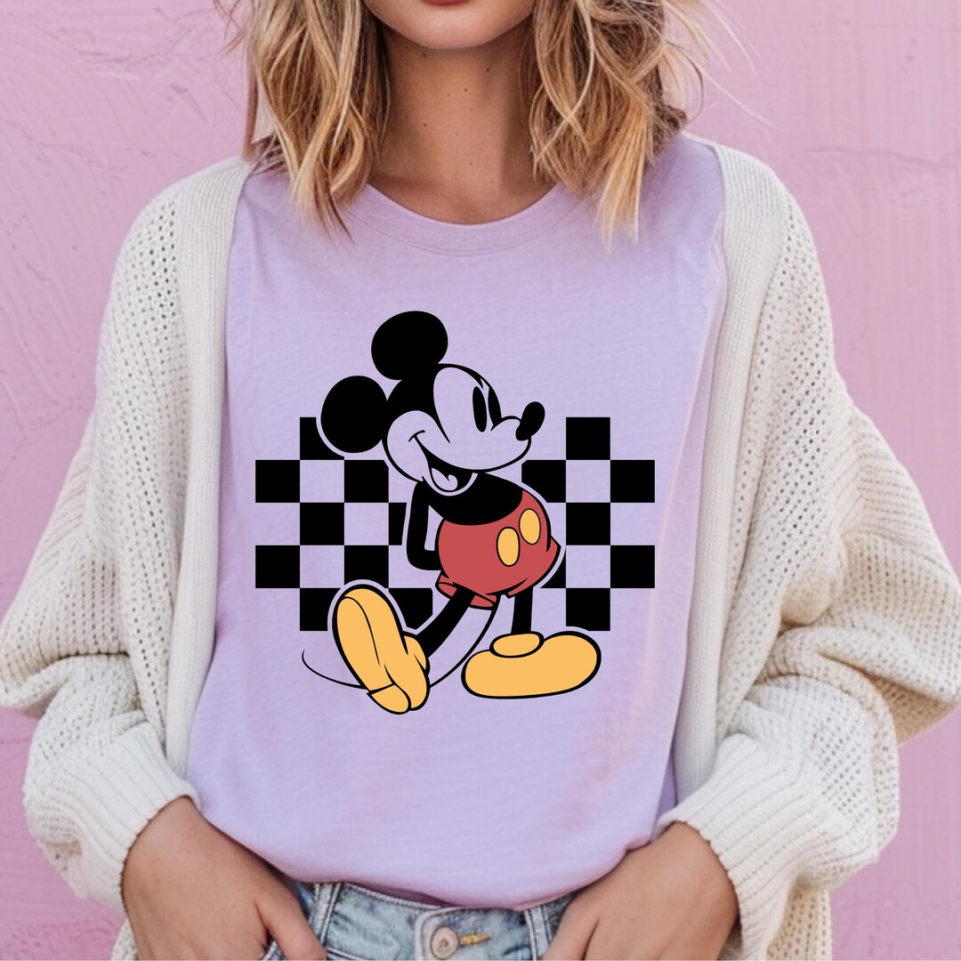 Retro Classic Mickey Mouse Checker COMFORT COLORS Shirt, Retro Disney ...