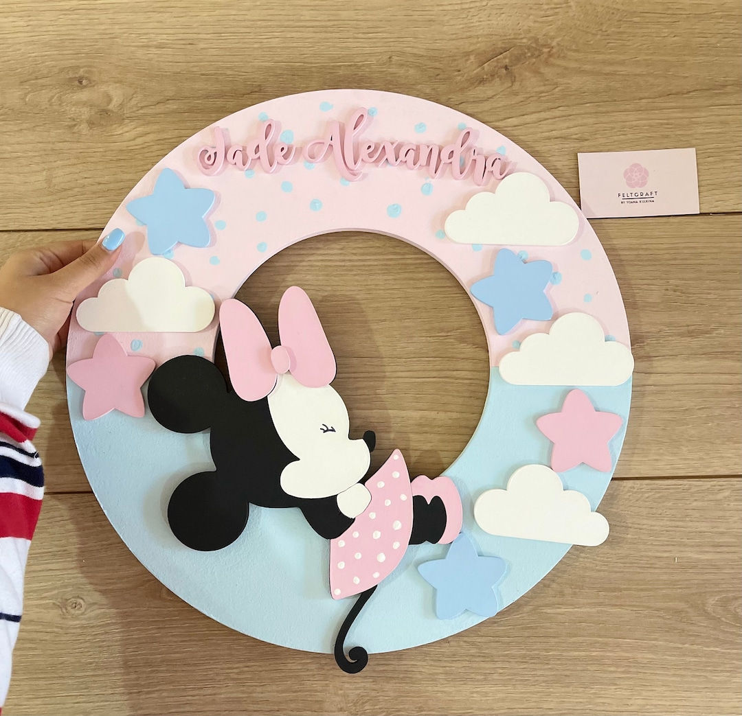 Minnie Mouse, Mickey Mouse, Above Crib Sign, Round Name Sign, Custom ...