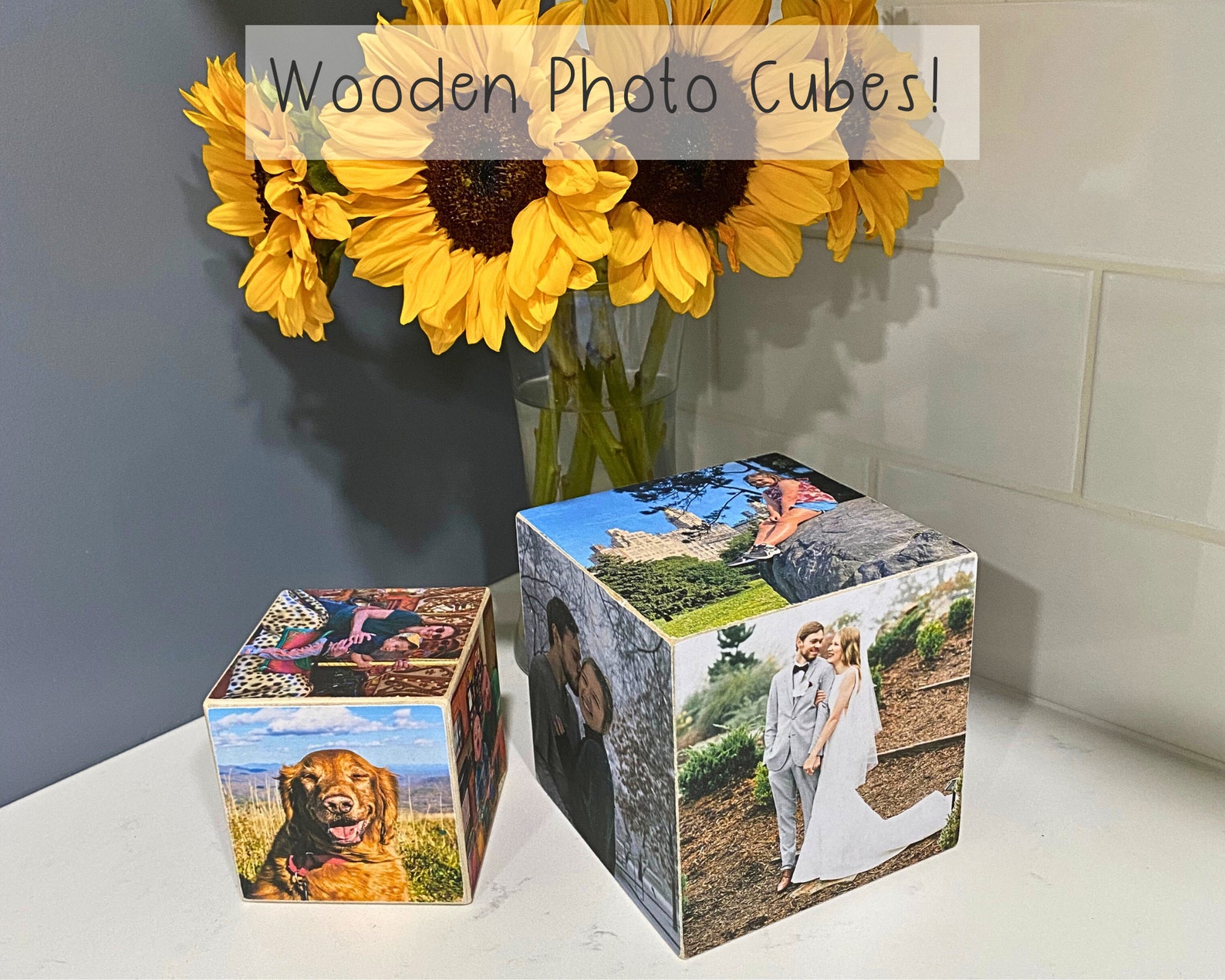 Customized Wooden Photo Cubes - Personalized Wood Memory Block, Home ...