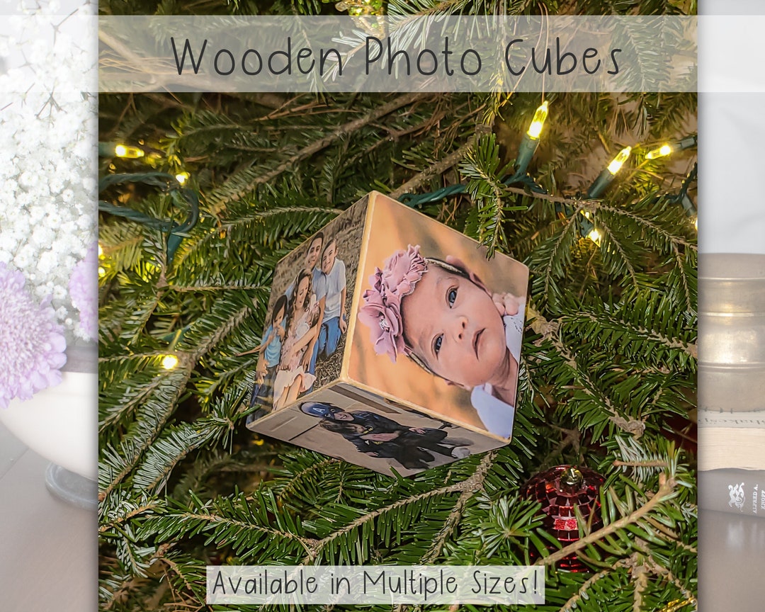 Customized Wooden Photo Cubes Personalized Wood Memory Block, Home ...