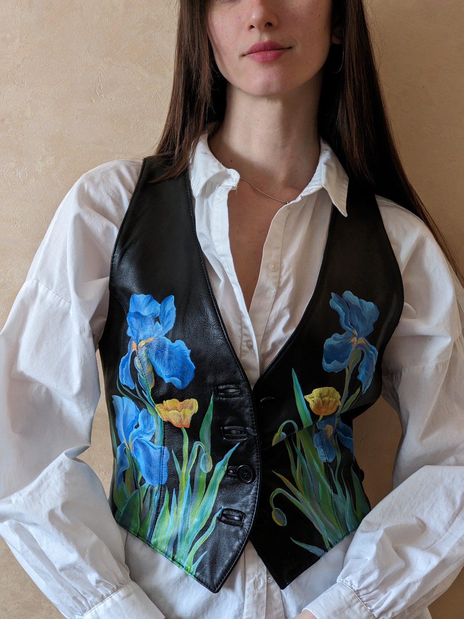 Hand Painted Clothes Customized Vintage Leather Vest - Etsy