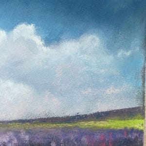 Lavender Field Pastel Painting With Blue Sky and Clouds - Etsy