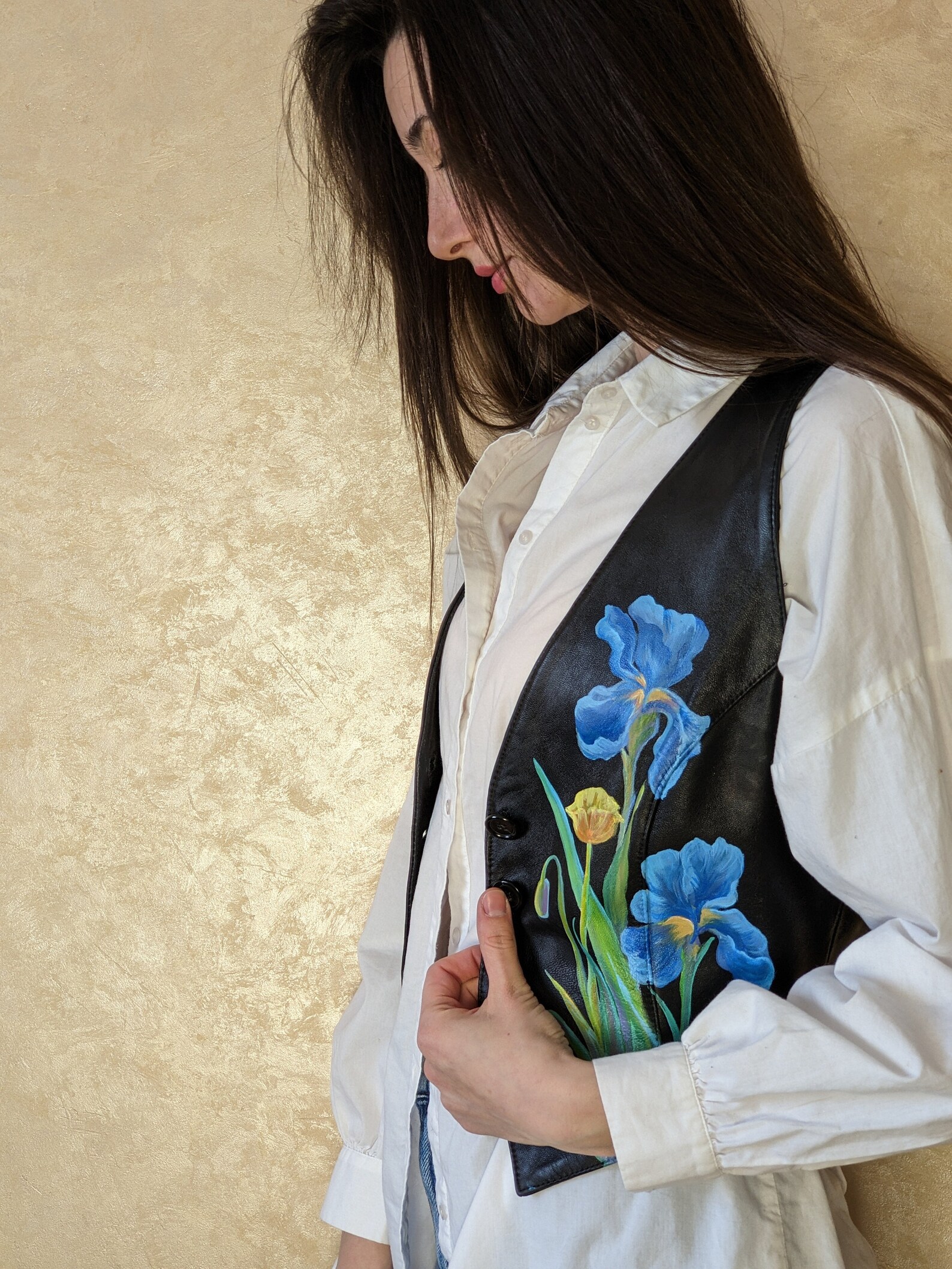 Hand Painted Clothes Customized Vintage Leather Vest - Etsy