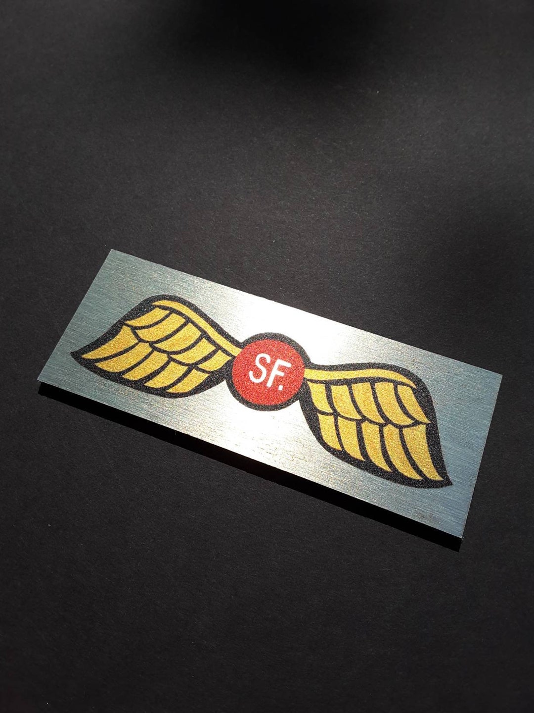 Small Jedburgh Wings on Brushed Aluminium - Etsy UK