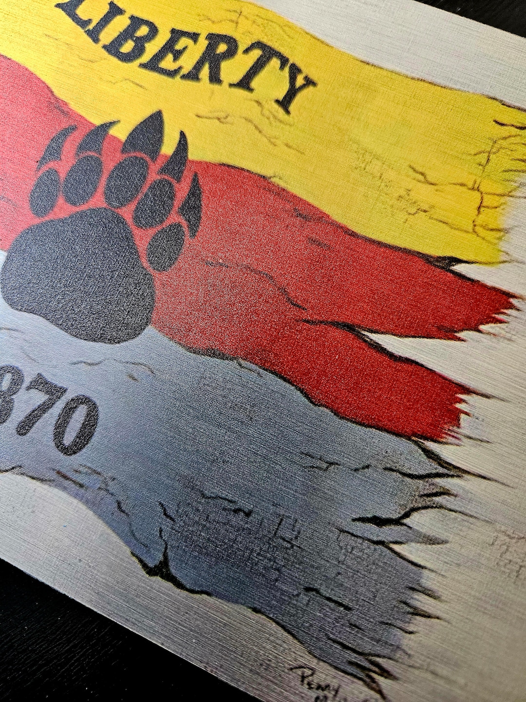 Tattered Resistance Flag on Brushed Aluminum - Etsy
