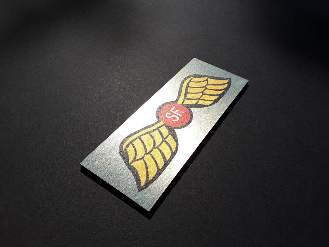 Small Jedburgh Wings on Brushed Aluminium - Etsy