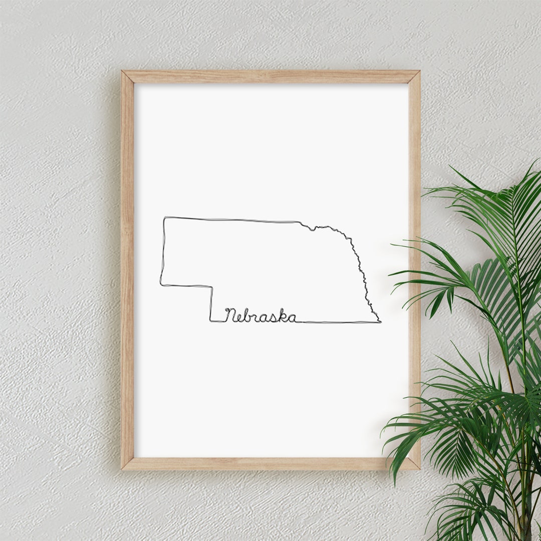 Scribbled Nebraska State Outline Printable JPG, PNG Home Office Gift ...