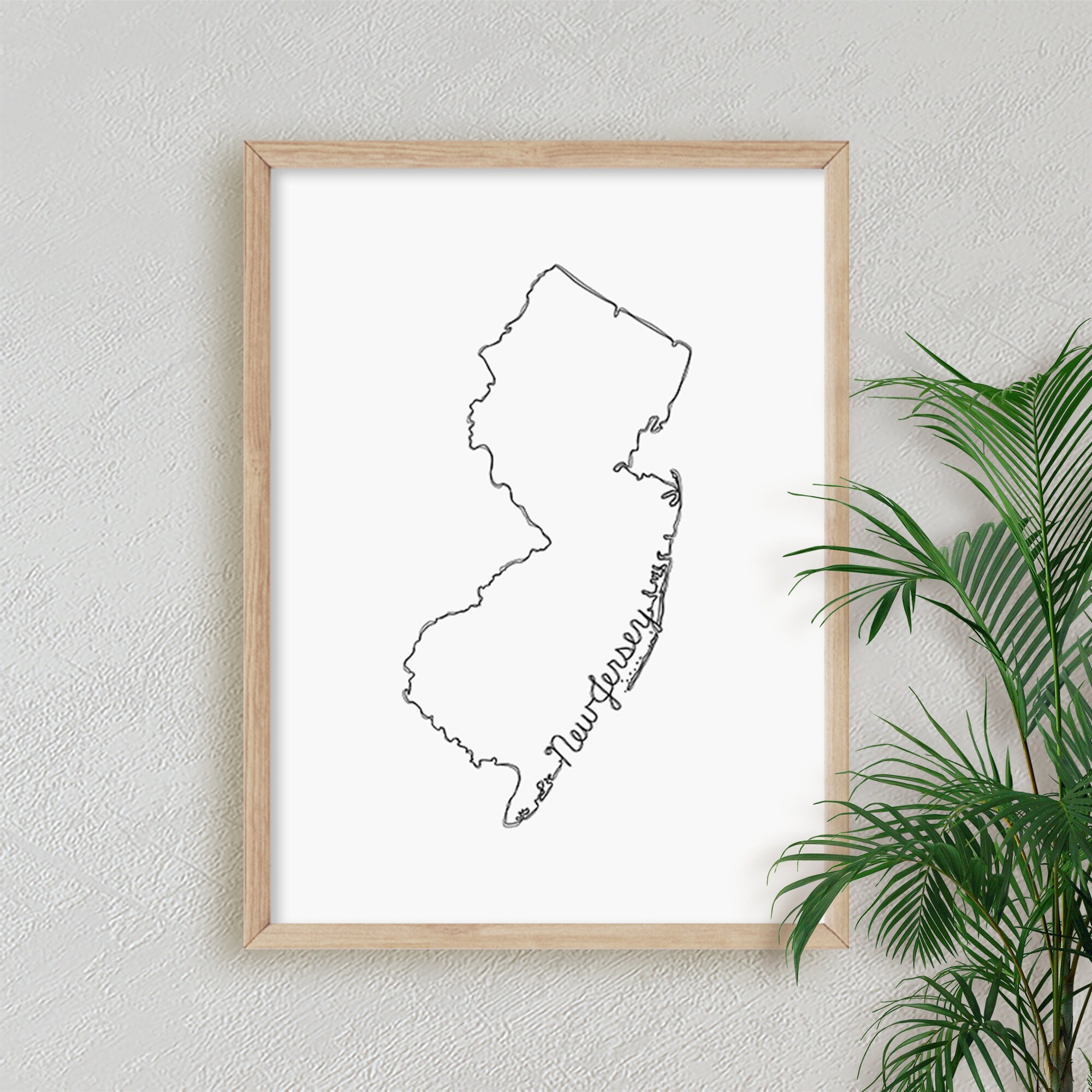 Scribbled New Jersey State Outline Printable JPG, PNG Home Office Gift ...