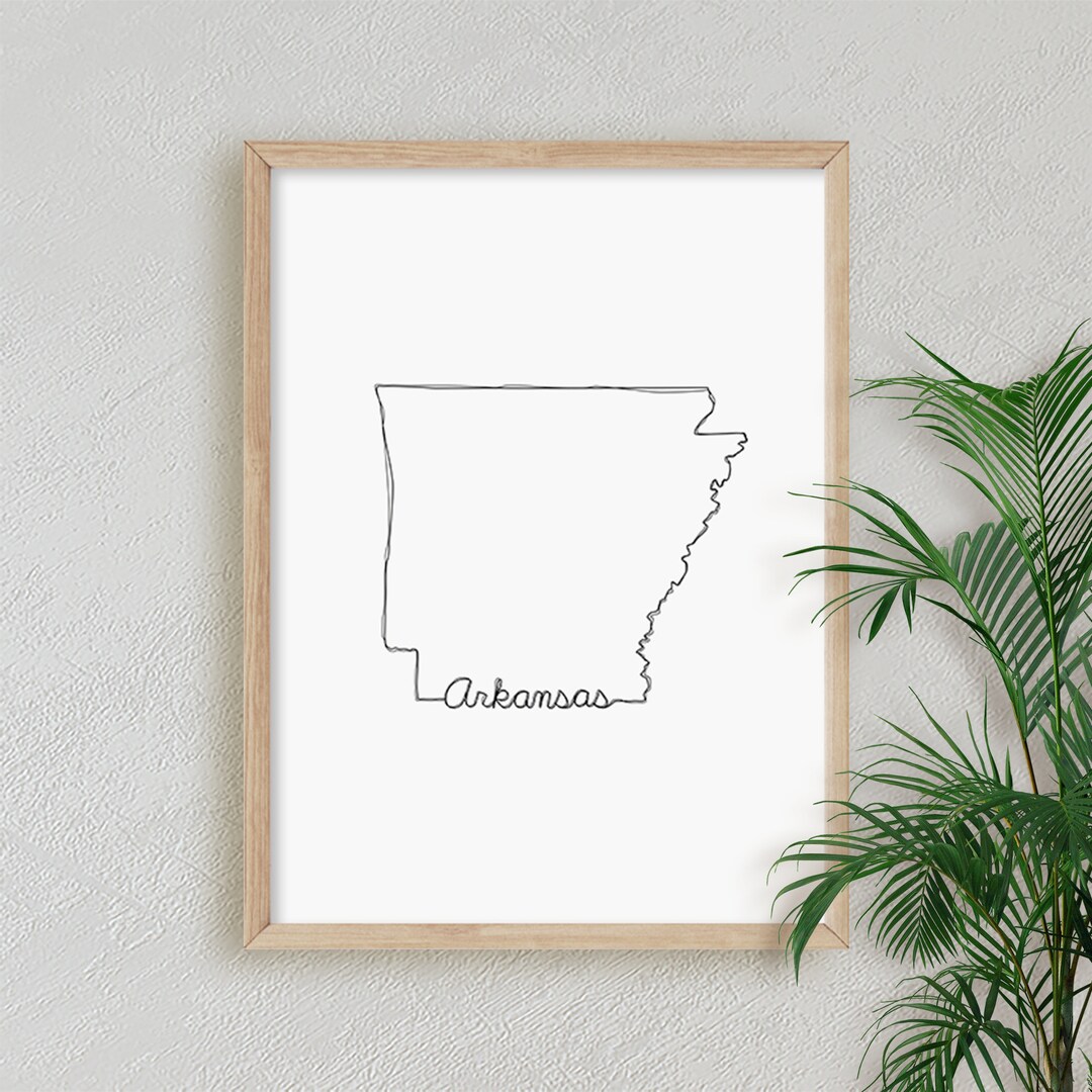 Scribbled Arkansas State Outline Printable JPG, PNG Home Office Gift ...
