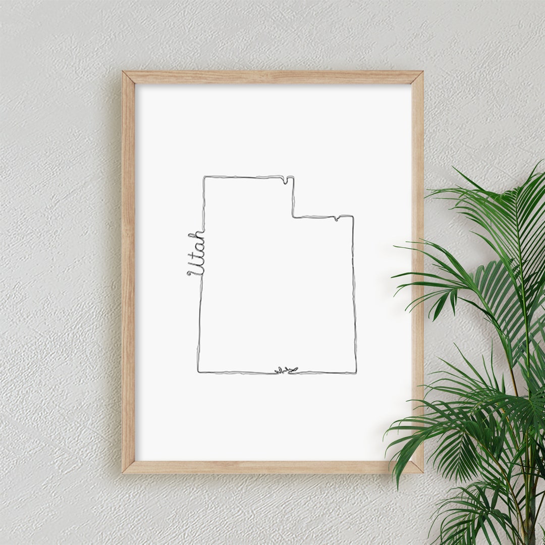 Scribbled Utah State Outline Printable JPG, PNG Home Office Gift Wall ...
