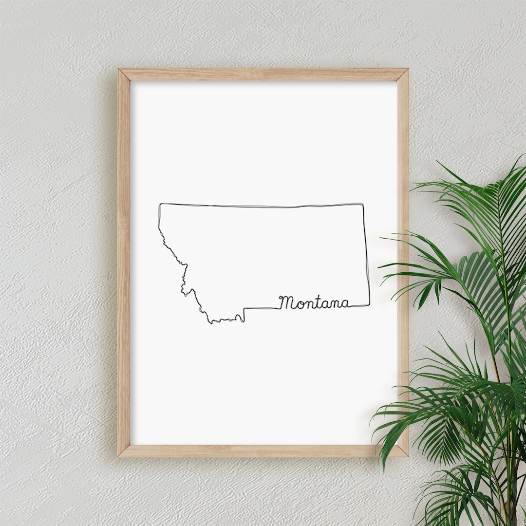 Scribbled Montana State Outline Printable JPG, PNG Home Office Gift ...