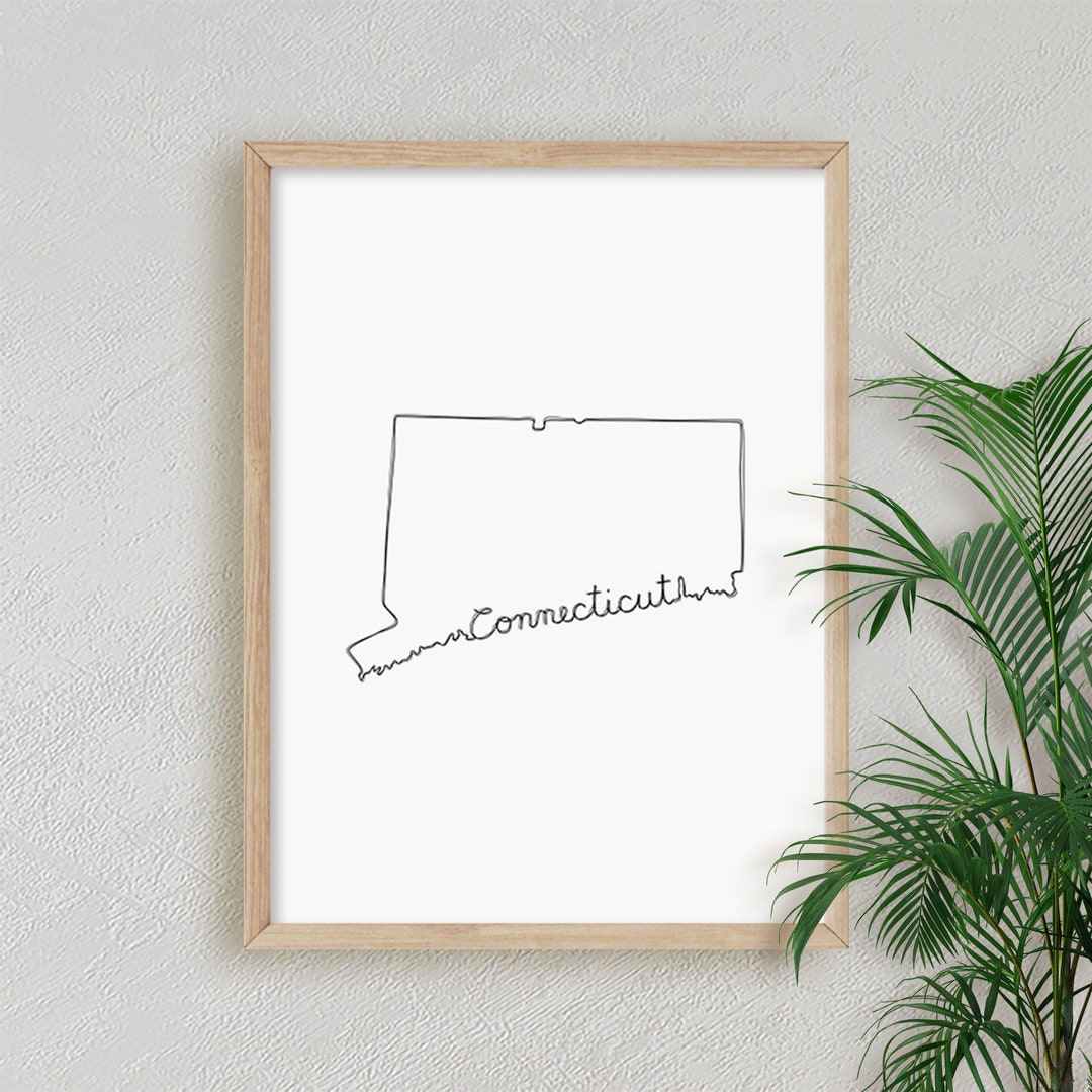 Scribbled Connecticut State Outline Printable JPG, PNG Home Office Gift ...