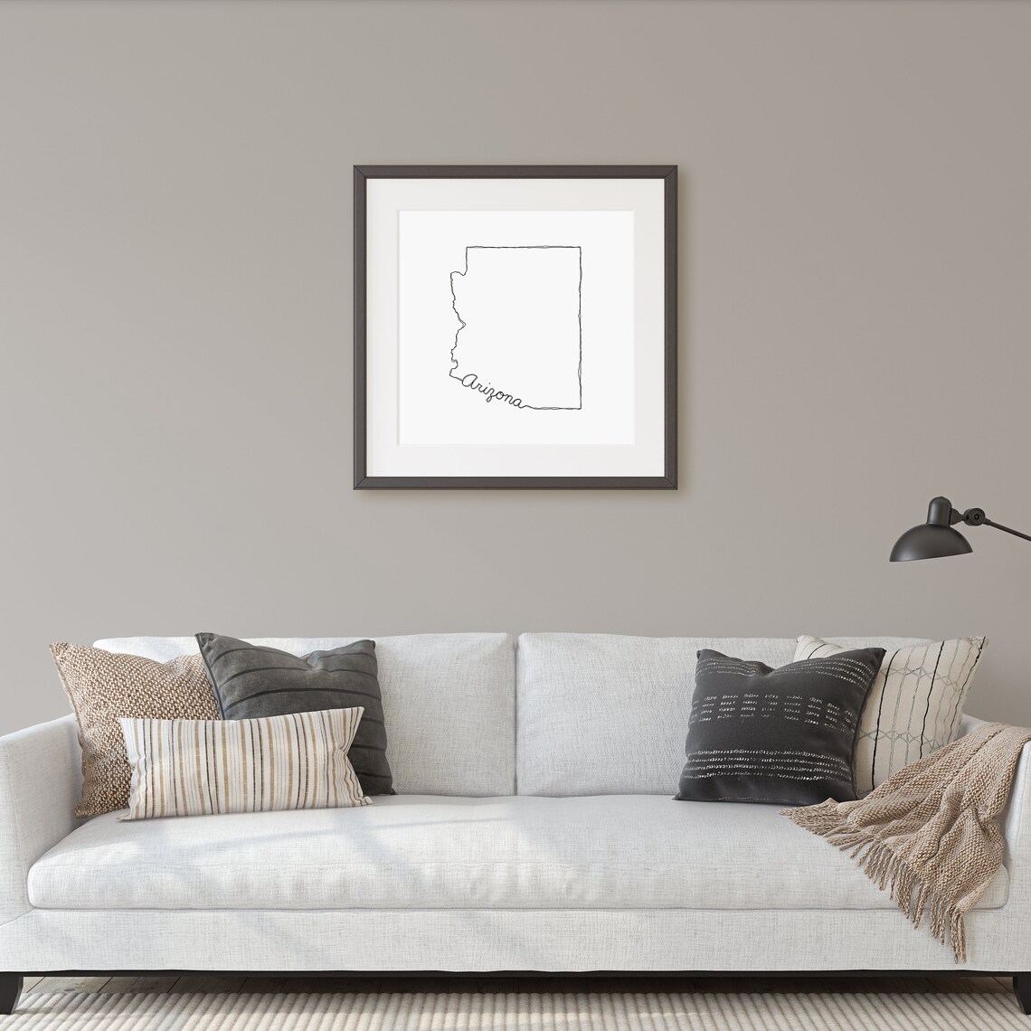 Scribbled Arizona State Outline Printable JPG PNG Home Office - Etsy