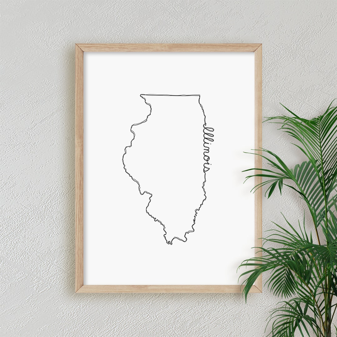 Scribbled Illinois State Outline Printable JPG, PNG Home Office Gift ...