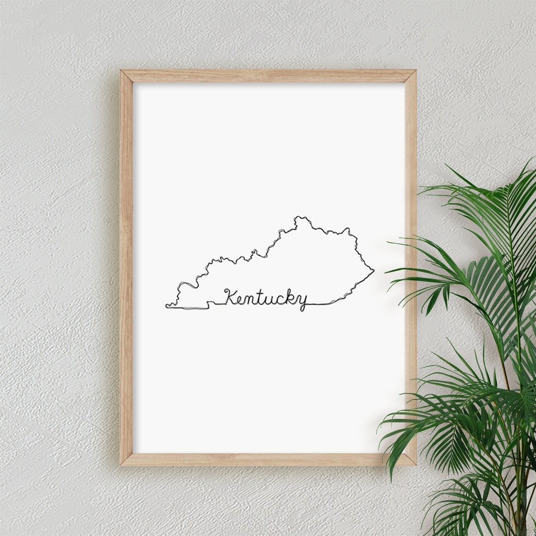 Scribbled Kentucky State Outline Printable JPG, PNG Home Office Gift ...