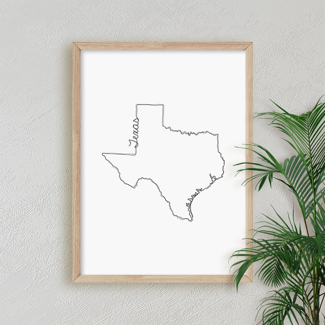 Scribbled Texas State Outline Printable JPG, PNG Home Office Gift Wall ...