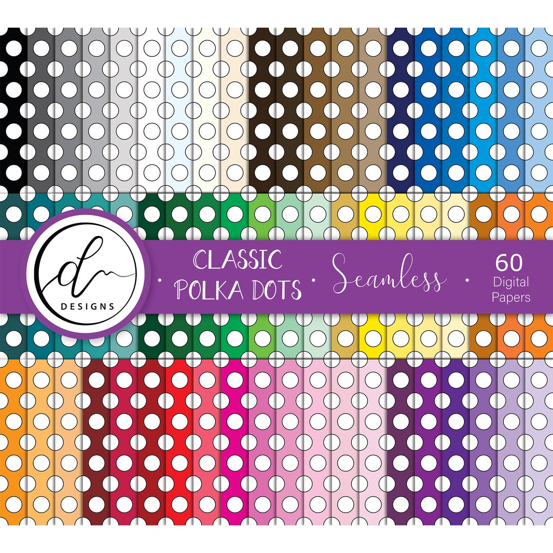 Seamless Classic Large White POLKA DOTS With Black Border Seamless ...