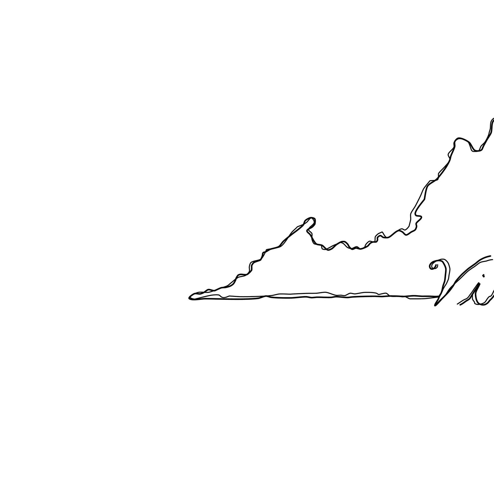 VIRGINIA State Scribbled Outline Print / PRINTABLE Home Office | Etsy