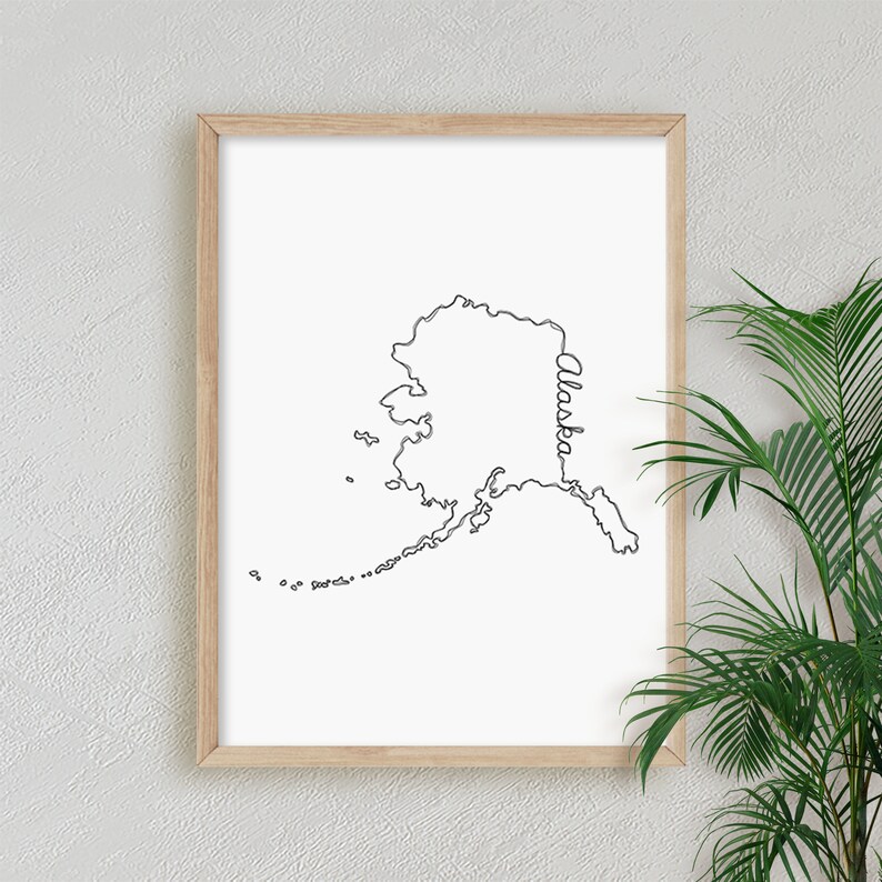 Scribbled Alaska State Outline Printable JPG, PNG Home Office Gift Wall ...