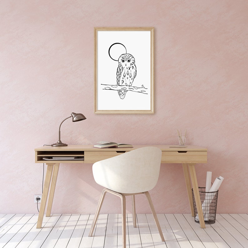 Owl Moon Printable JPG, PNG Clip Art Home Office Gift Wall Art ...